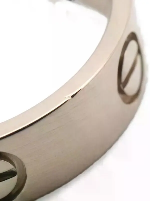 Cartier 18k White Gold Engraved Logo Motif Ring