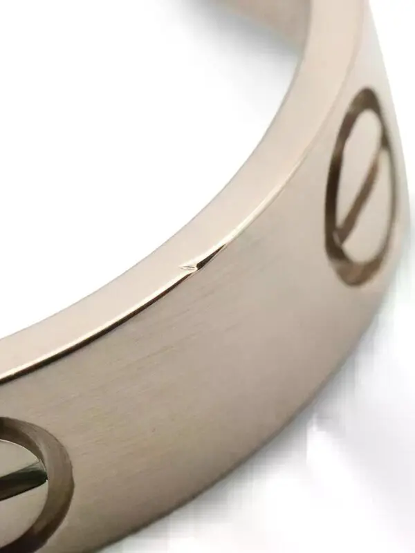 Cartier 18k White Gold Engraved Logo Motif Ring - Silver