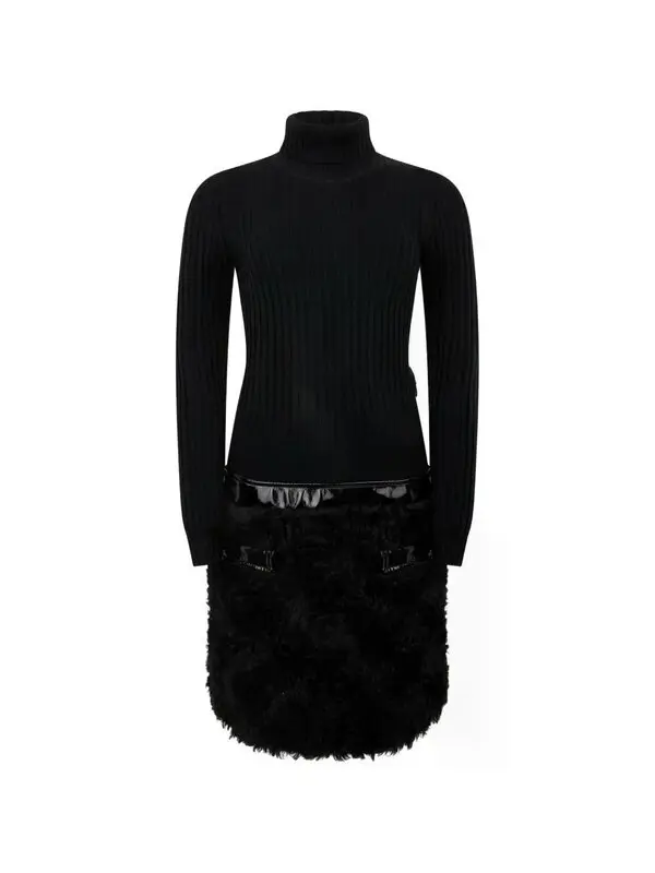 Moschino Long Sleeve Turtleneck Mini Dress - Black