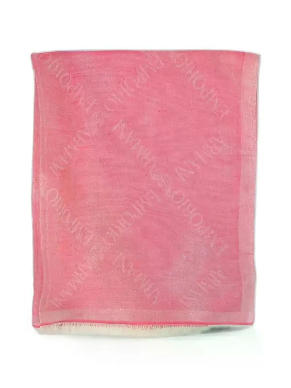 Emporio Armani Logo-jacquard Frayed-edge Scarf - Pink