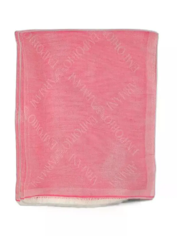 Emporio Armani Logo-jacquard Frayed-edge Scarf - Pink