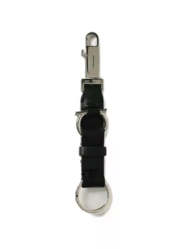 FERRAGAMO Gancini Leather Keyring - Black