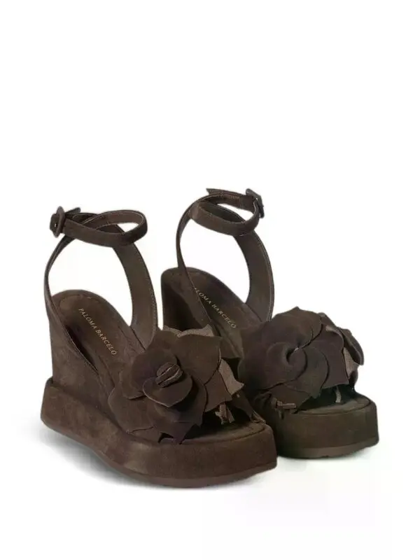 PALOMA BARCELO Rita Flower Detail Sandals - Brown