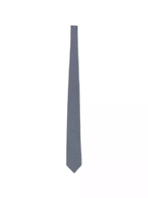 FERRAGAMO Gancini Butterfly Print Silk Neck Tie - Blue