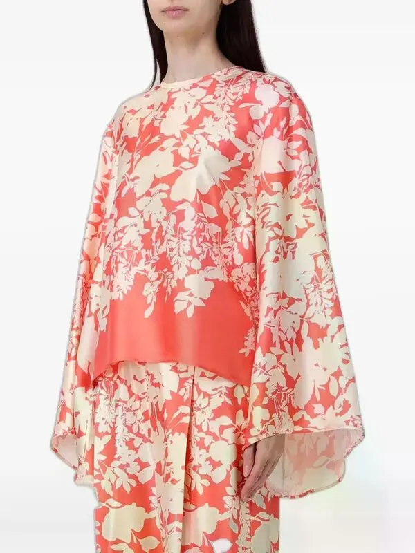 Agnona Floral Print Silk Trousers