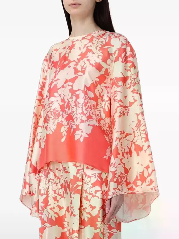 Agnona Floral Print Silk Trousers