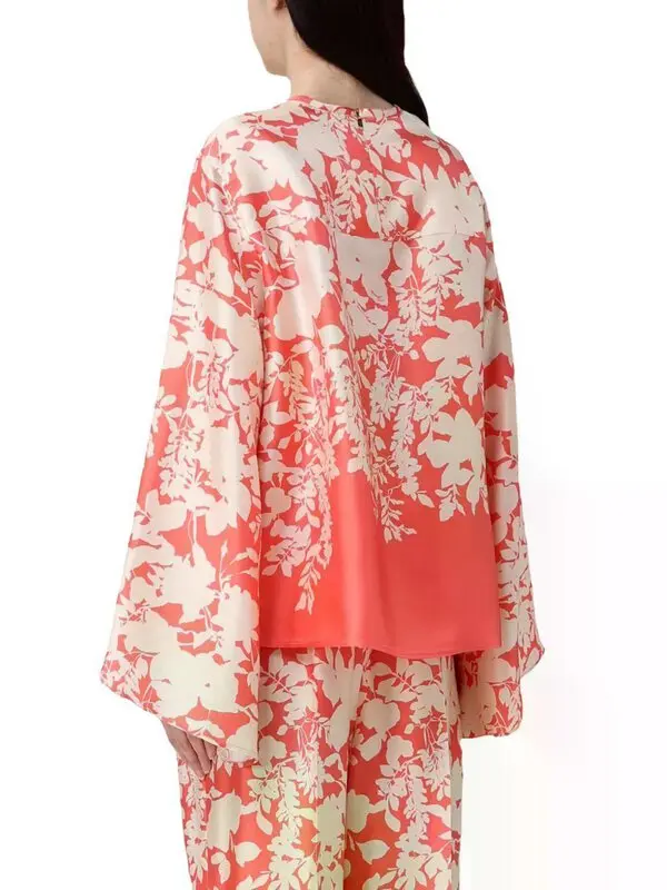 Agnona Floral Print Silk Trousers