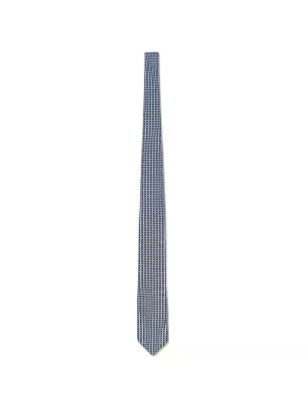 FERRAGAMO Gancini Silk Tie - Blue