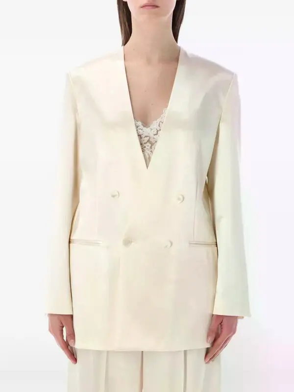 Alberta Ferretti Double-breasted Satin Blazer - Neutrals