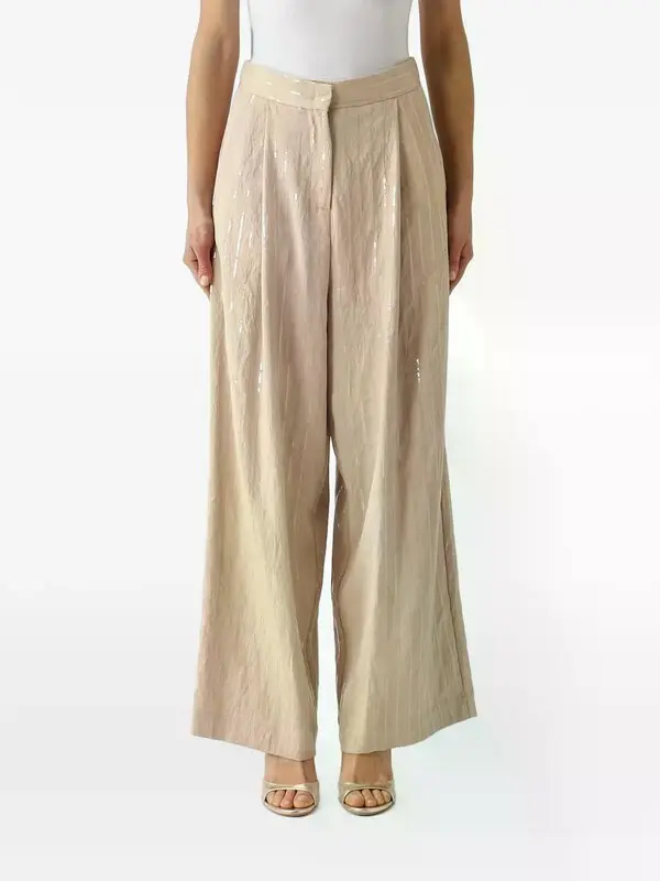 MEIMEIJ Sequin Embellished Wide-leg Trousers - Neutrals