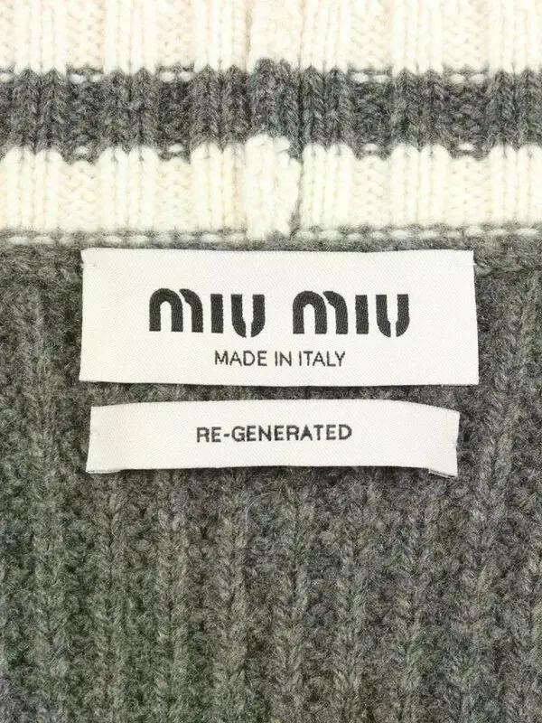 Miu Miu Striped V-neck Cardigan