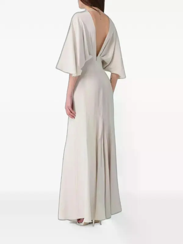 Agnona V-neck Flared Maxi Dress - Neutrals