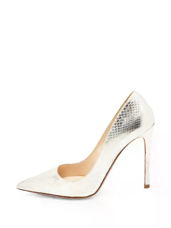 Prada Embossed Stiletto Pumps - Silver