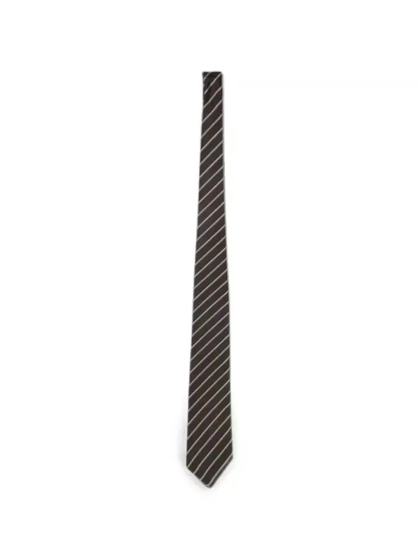 Emporio Armani Silk Stripe Pattern Tie - Brown