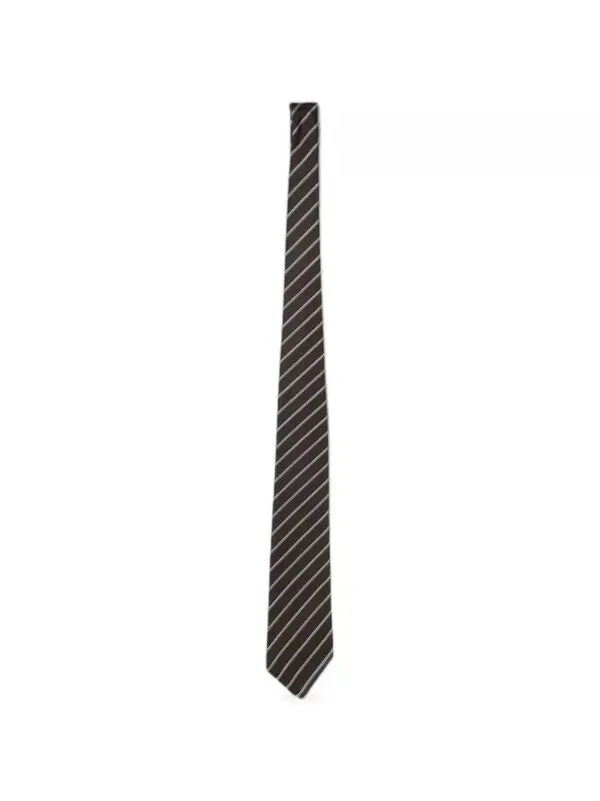 Emporio Armani Silk Stripe Pattern Tie - Brown