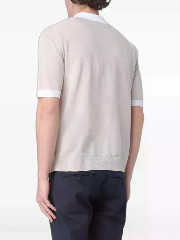 Eleventy Contrast-trim Polo Shirt - Neutrals