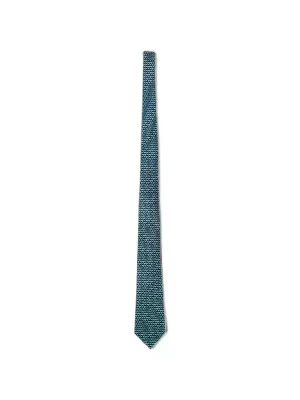 Zegna Silk Whale Print Neck Tie - Green