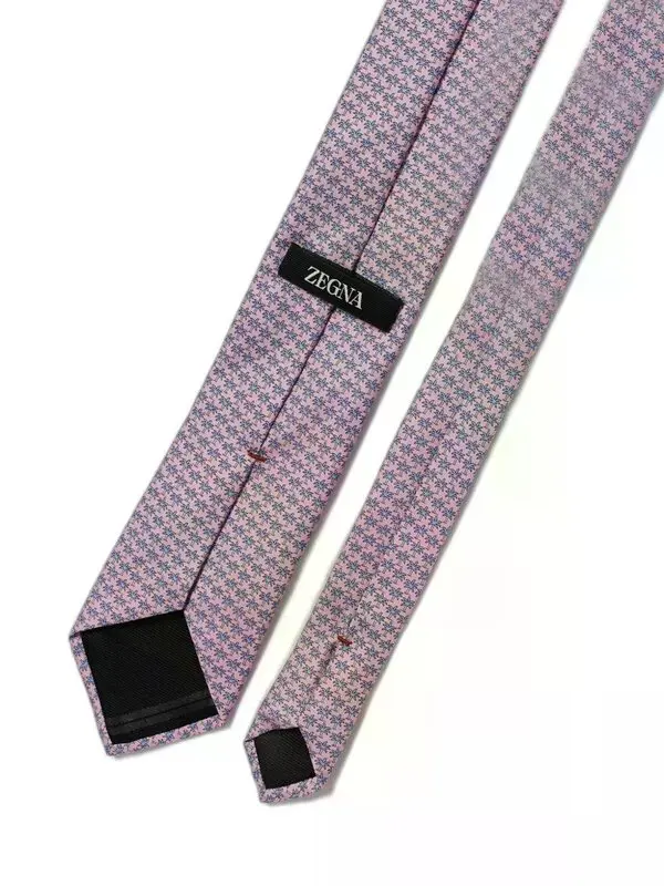 Zegna Silk Palm Print Neck Tie - Pink