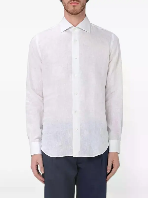 Eleventy Long-sleeve Linen Shirt - White