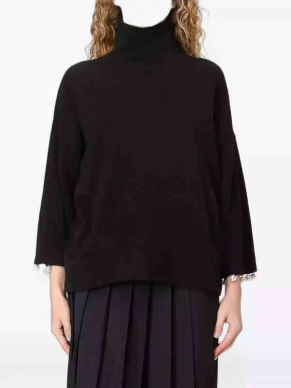 MEIMEIJ Pearl Embellished Roll Neck Sweater