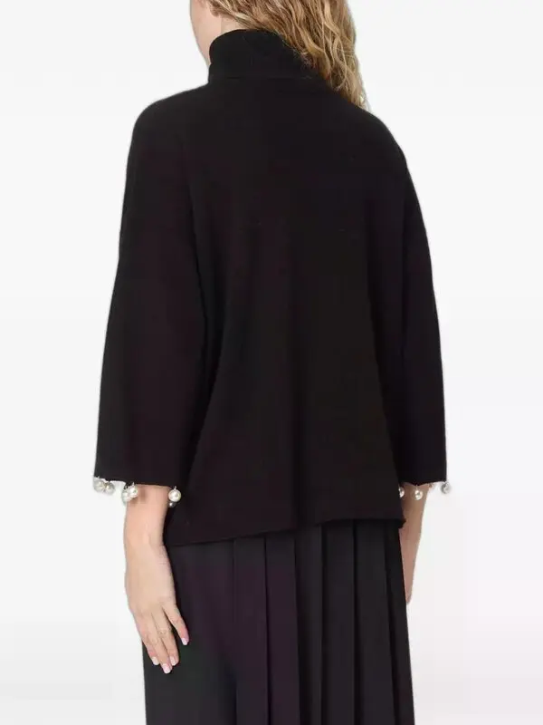 MEIMEIJ Pearl Embellished Roll Neck Sweater