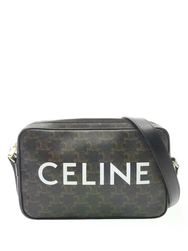 Celine Medium Triomphe Coated Canvas Bag - Black