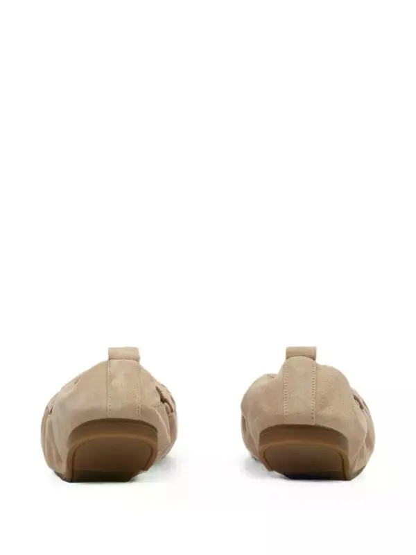 Burberry Suede Gathered Loafers With Check Plaque