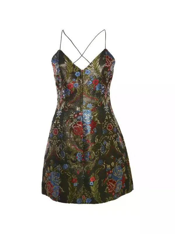 Alice + Olivia Floral-jacquard Strappy Mini Dress - Black