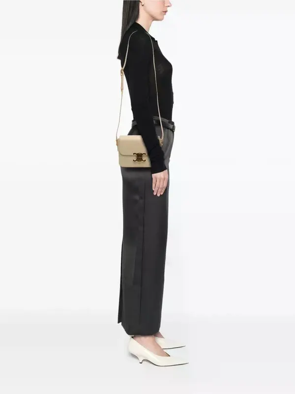 Celine Shiny Calfskin Triomphe Crossbody Bag - Neutrals