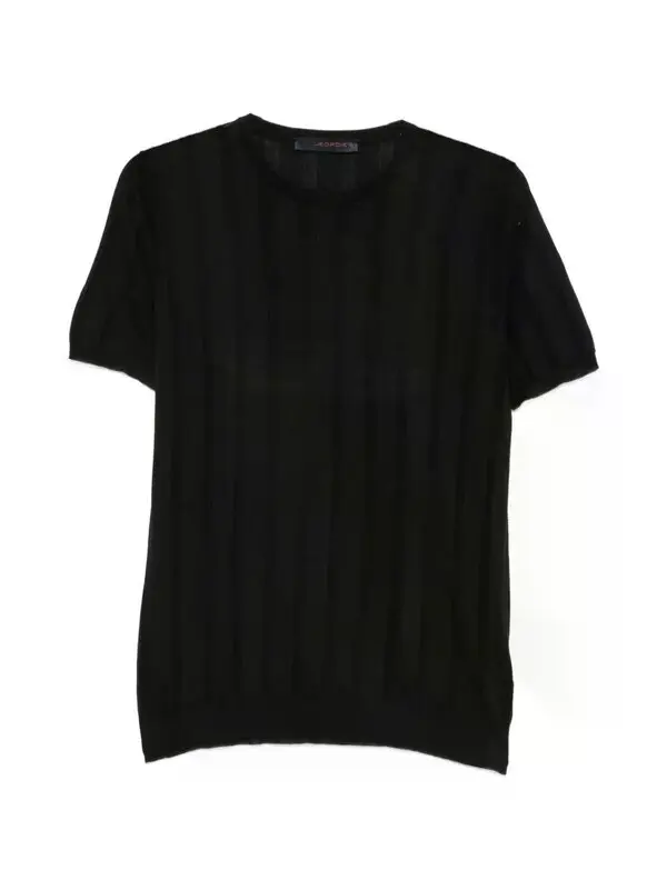 JEORDIE'S Ribbed Short-sleeve Cotton T-shirt - Black