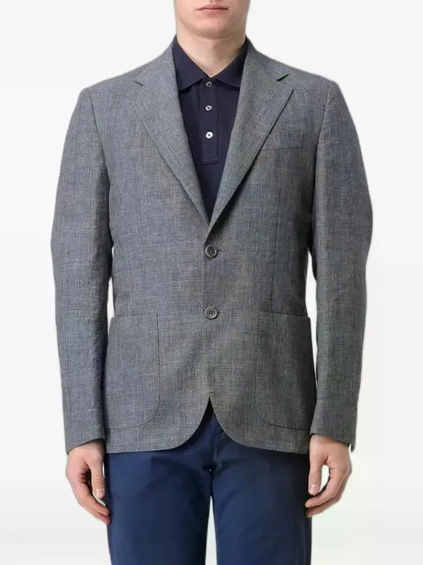 FAY Checked Single-breasted Blazer - Grey