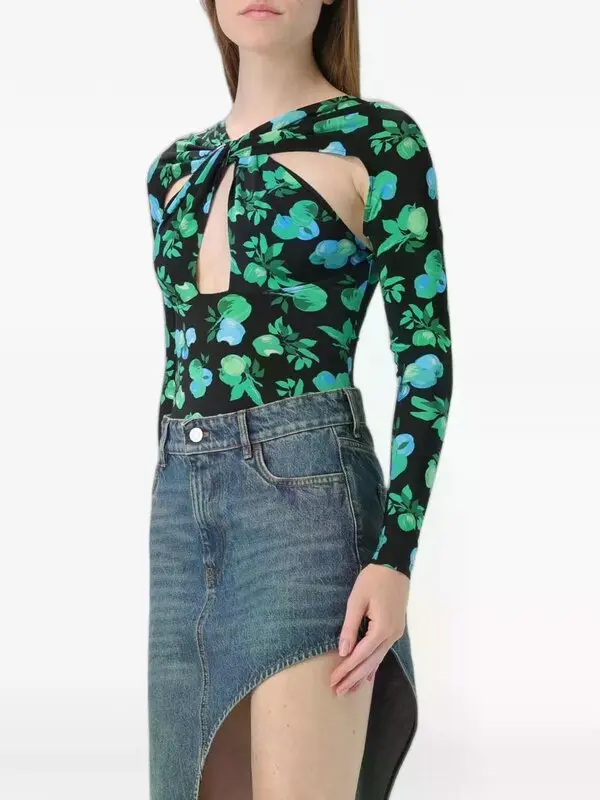 Coperni Floral Print Cut-out Bodysuit