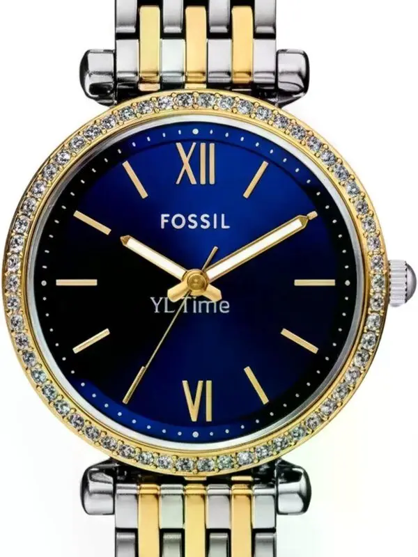 Fossil Carlie 28mm Watch With Crystal-embellished Bezel - Blue