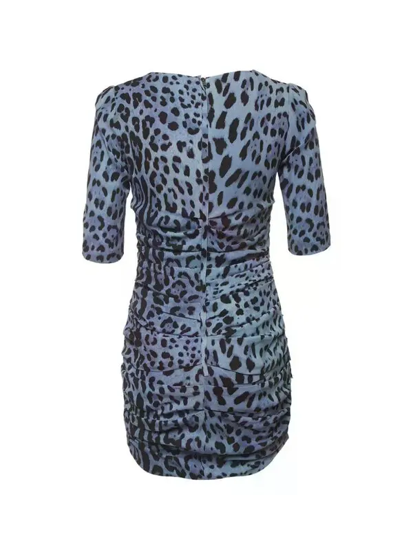 Dolce & Gabbana Ruched Animal Print Mini Dress