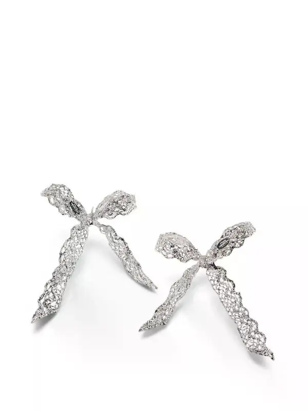 YVMIN Lace-effect Bow Motif Earrings