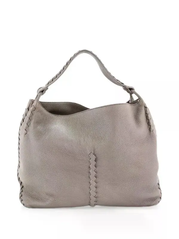 Bottega Veneta Open Cervo Hobo Bag With Intrecciato Detail - Grey