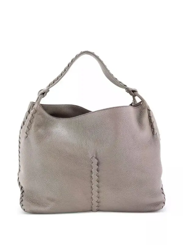 Bottega Veneta Open Cervo Hobo Bag With Intrecciato Detail - Grey