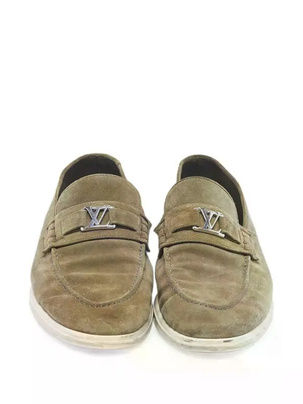 LOUIS VUITTON Suede Loafers With Logo Plaque