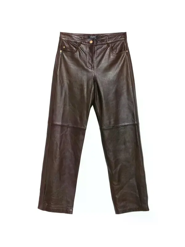 Max Mara Pesca Leather Trousers - Brown
