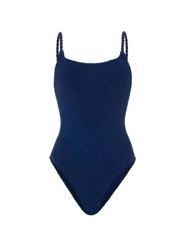 Hunza G Camille Crinkle-effect One Piece Swimsuit - Blue