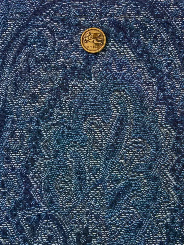 Etro Medium Jacquard Denim Pouch With Paisley Motif