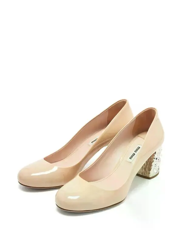 Miu Miu Crystal-embellished Block-heel Pumps