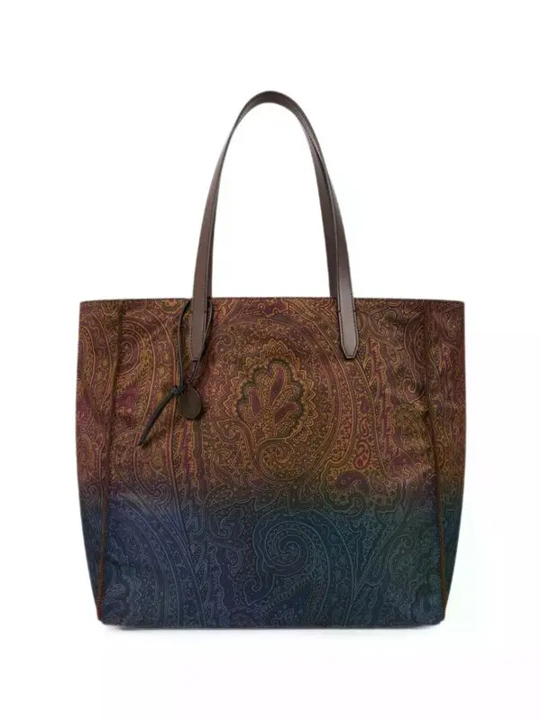 Etro Unfold Me Nylon Tote Bag With Degradé Arnica Motif - Brown