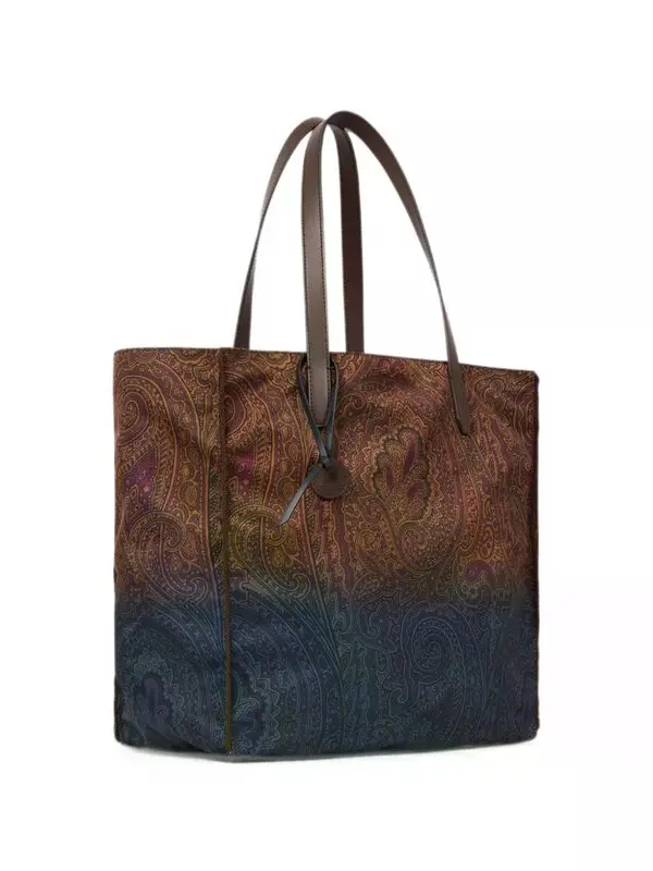 Etro Unfold Me Nylon Tote Bag With Degradé Arnica Motif - Brown