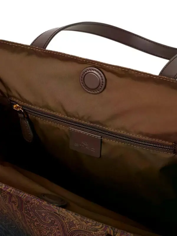 Etro Unfold Me Nylon Tote Bag With Degradé Arnica Motif - Brown