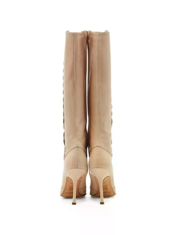 JIMMY CHOO Embellished Leather Stiletto Boots