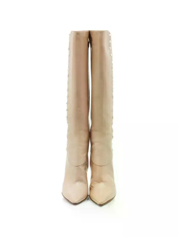 JIMMY CHOO Embellished Leather Stiletto Boots