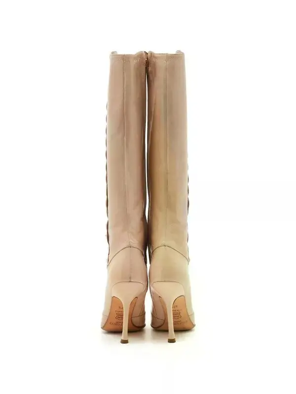 JIMMY CHOO Embellished Leather Stiletto Boots