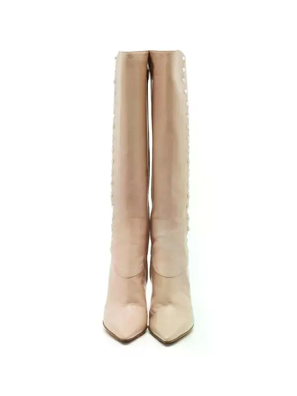 JIMMY CHOO Embellished Leather Stiletto Boots