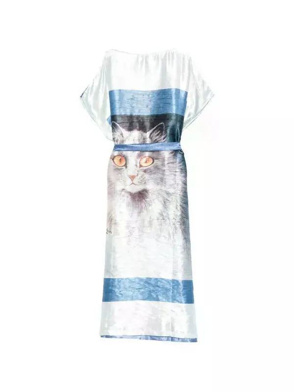 BARBARA BOLOGNA Cat Print Midi Dress